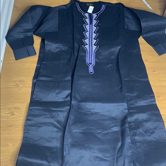 Suits & Blazers | Two Piece Long Sleeve Navy Blue African Suit Xxl ...